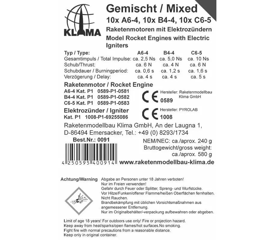 Rocket Motors And Consumables Klima Model Rocket Motors Klima Abc